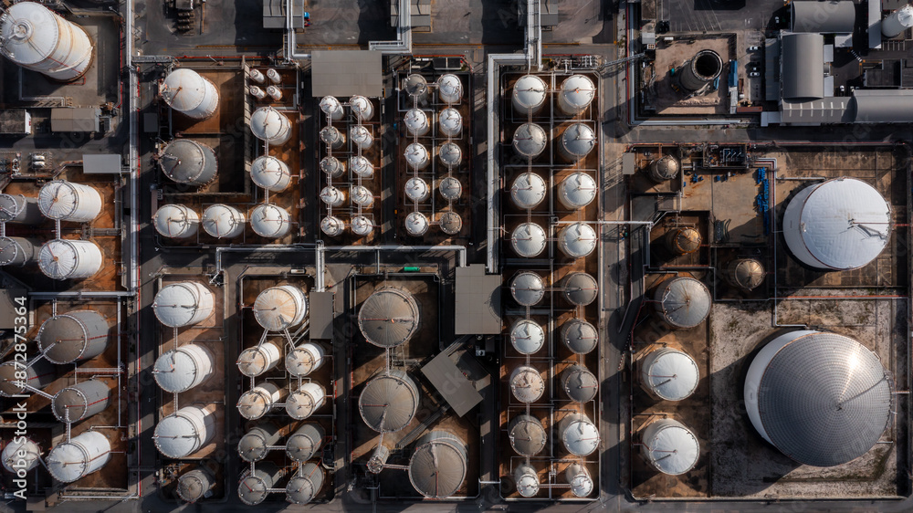 Aerial view oil and gas depot industrial facility for storage logistic ...