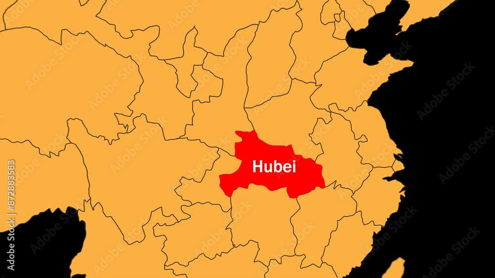 Hubei map animated video. Hubei location is highlighted on the China ...