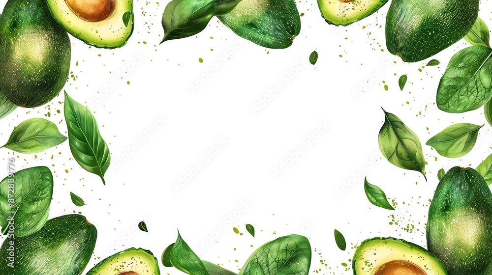 Avocado frame clipart, fruit border, vector art, green and brown ...