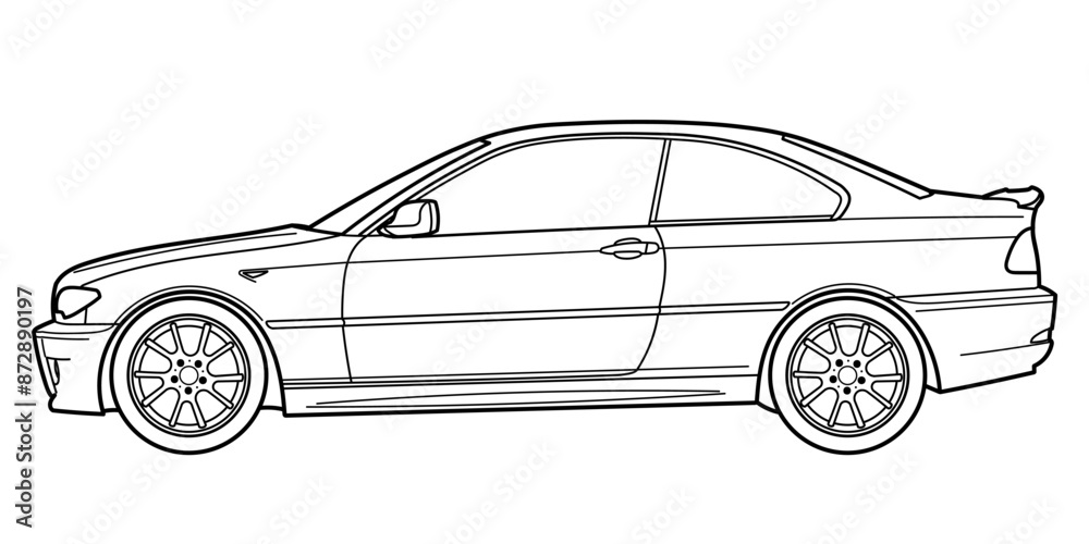 Ivano-Frankivsk, Ukraine - 1 July 2024: Outline drawing of a BMW 3 ...