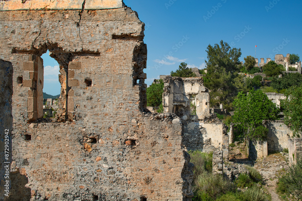 Fethiye Kayaköy stone houses and ruins. Mugla, Turkey. Kayakoy ghost ...