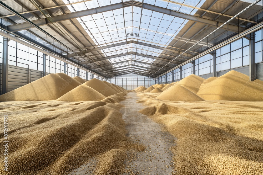 Large modern warehouse with high ceiling and transparent polycarbonate ...