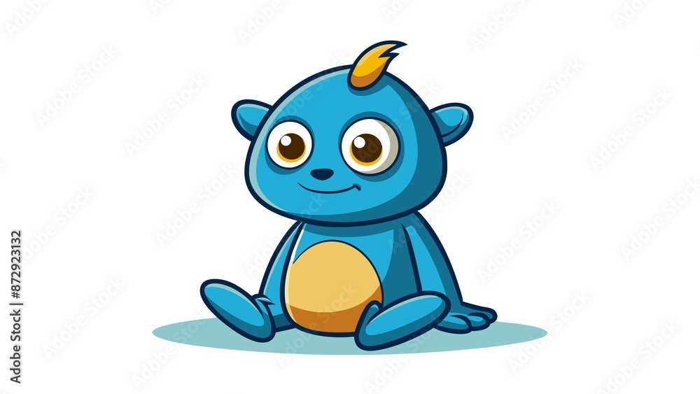 playful cartoon character sits alone on crisp white background ...