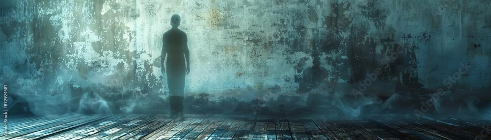 Ghostly Shadow Focus on a ghostly shadow moving through a room, with a ...