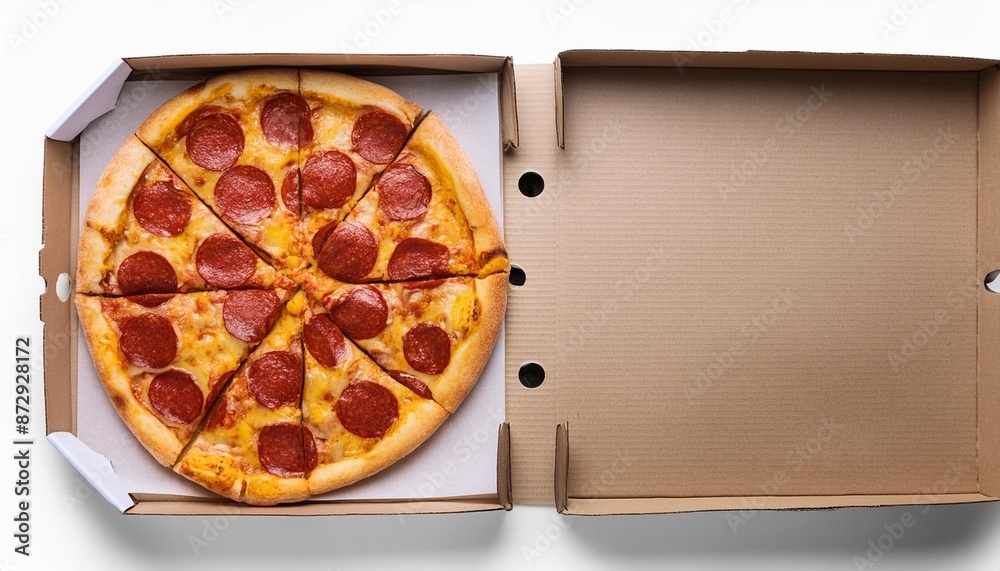 pizza box pepperoni inside top open photo transparent background ...