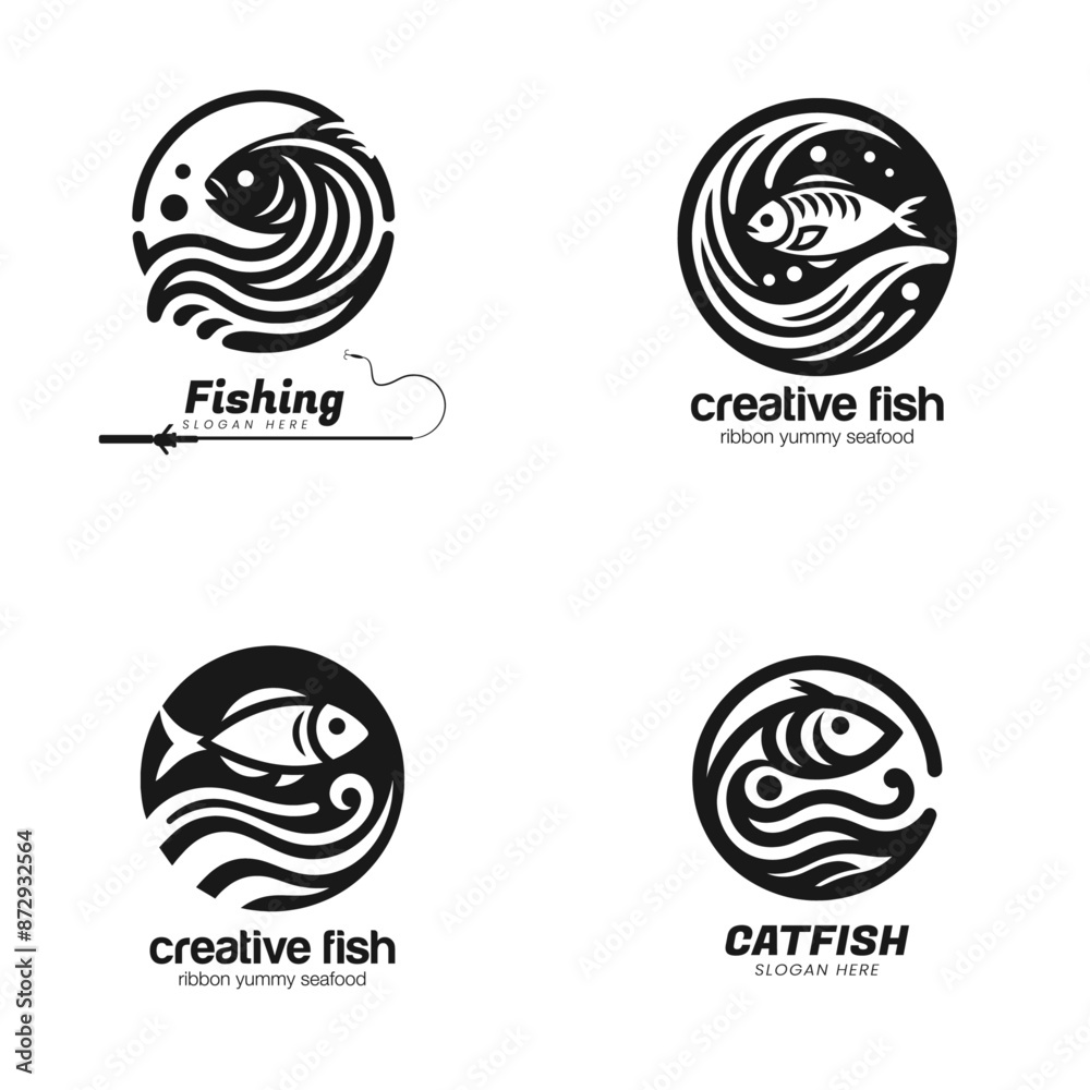 Black fish silhouette, Black & white Fish logo design, Fish logos ...