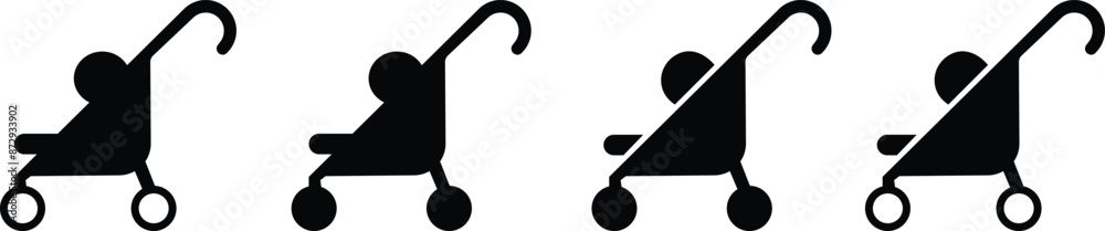 Baby stroller icon set. Simple baby carriage icon. Children and baby ...