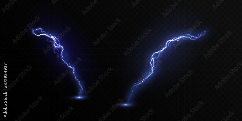 Bright lightning effect, lightning electric discharge, bright light ...