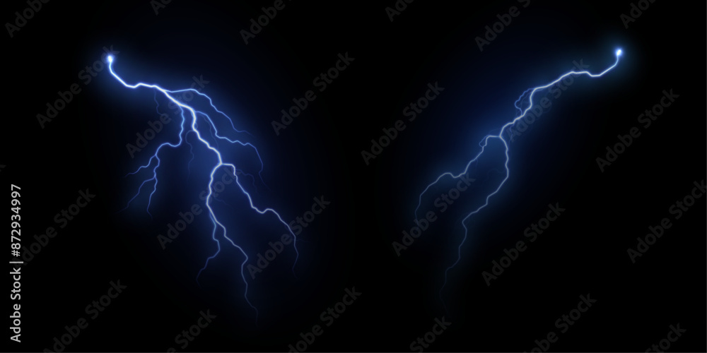 Bright lightning effect, lightning electric discharge, bright light ...