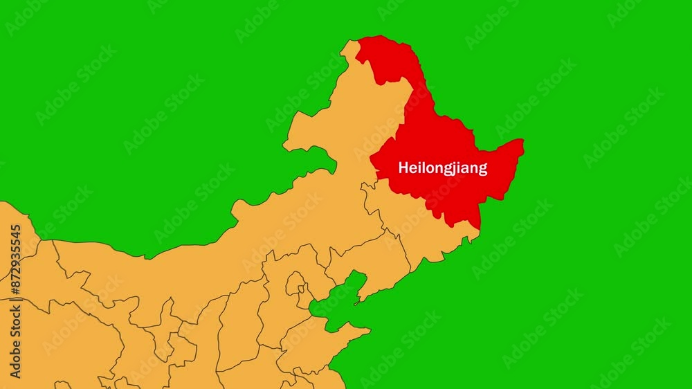 Heilongjiang map animated video. Heilongjiang location is highlighted ...