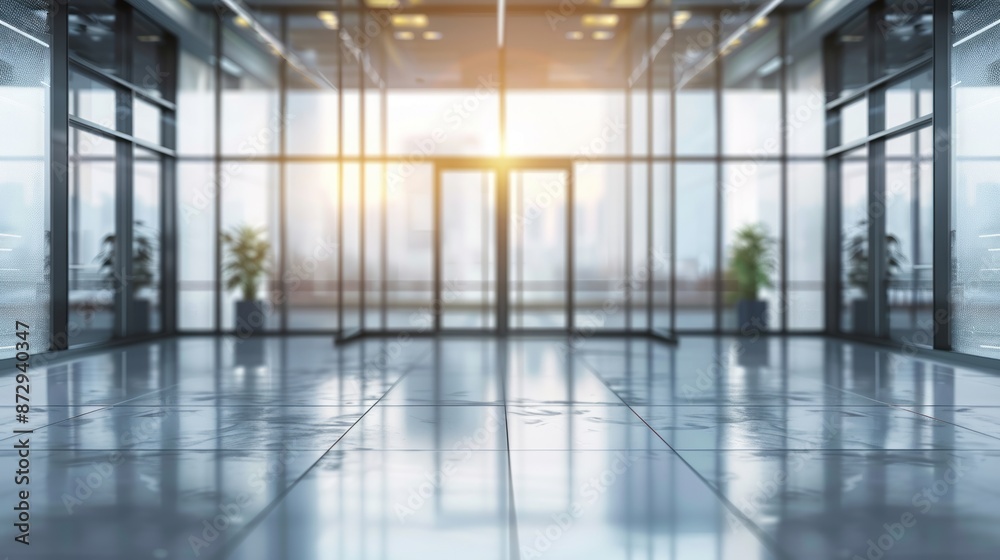 Modern business office lobby with reception area and meeting room ...