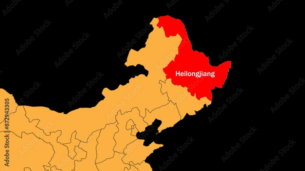 Heilongjiang map animated video. Heilongjiang location is highlighted ...