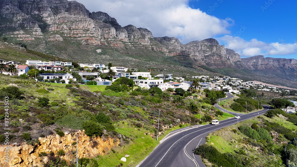 Coast Road At Cape Town In Western Cape South Africa. Table Mountain ...