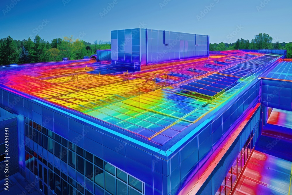 Thermographic imaging of solar panel installation on office building ...