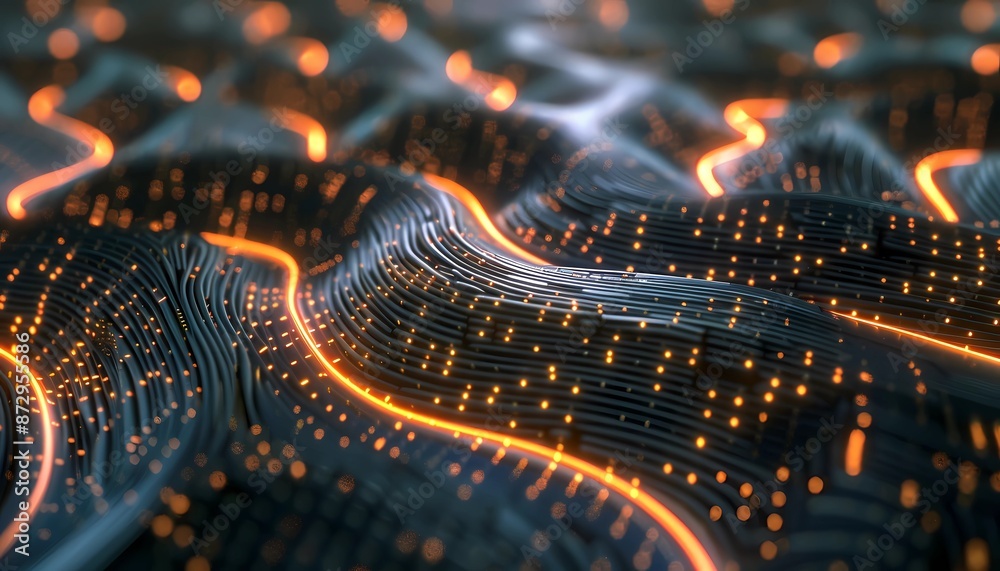 AI-Powered Insight: Document Analysis and Extraction, neural network-like structure analyzing ...