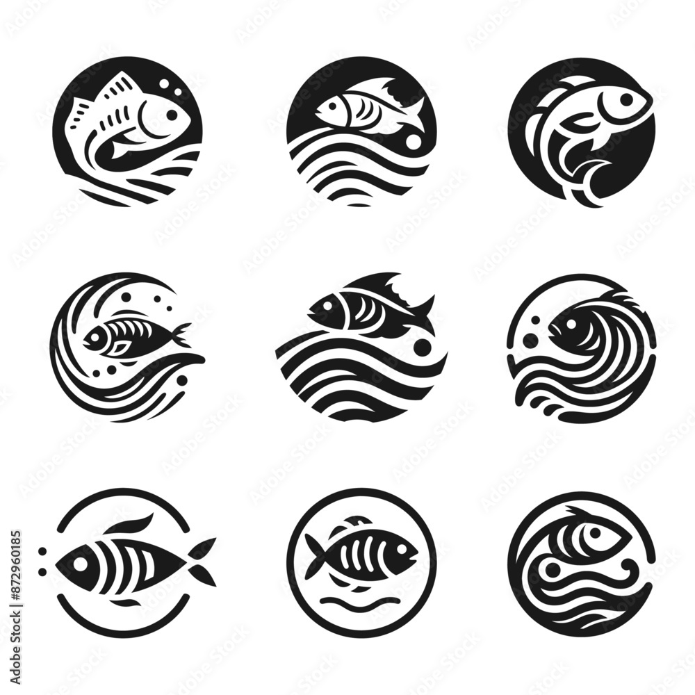 Black fish silhouette, Black & white Fish logo design, Fish logos ...