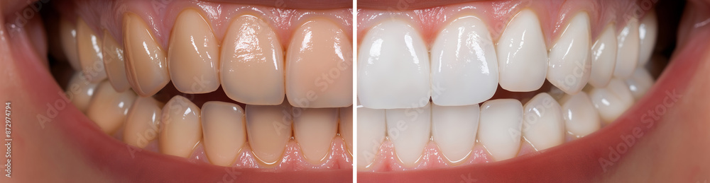 Before and After - Teeth Whitening Treatment Split-Screen Closeup ...