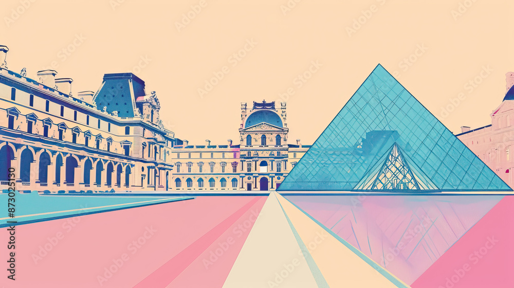 Risograph riso print travel poster, card, wallpaper or banner ...