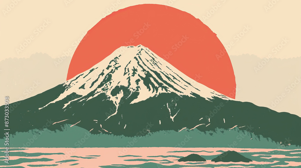 Risograph riso print travel poster, card, wallpaper or banner ...