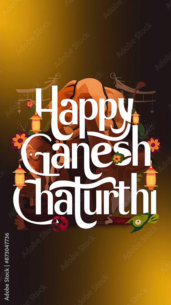 Happy Ganesh Chaturthi, Celebration, illustration of Lord Ganesha, Text ...