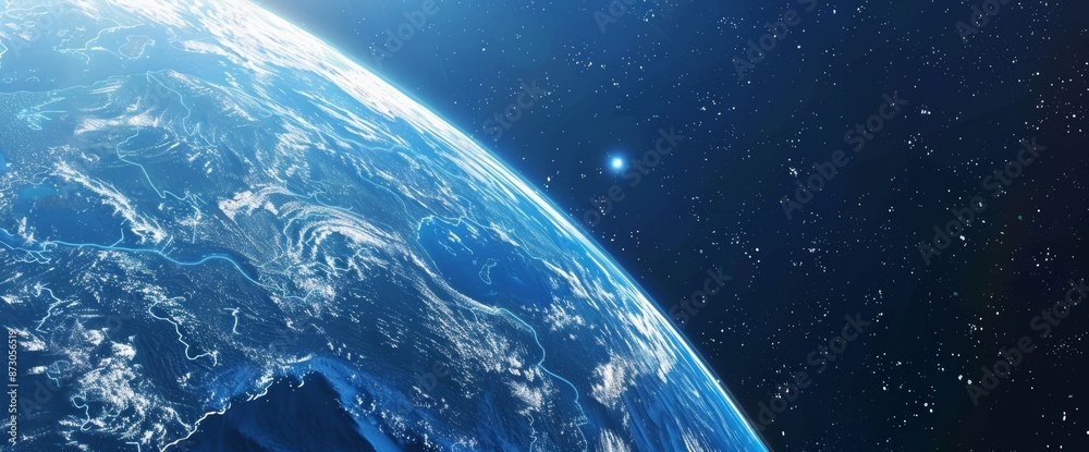 Cloudy planet earth globe with a space background in the background ...
