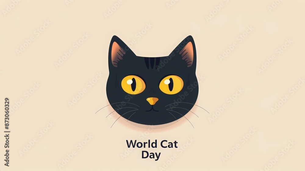 World Cat Day flat vector illustration isolated on a pastel background ...