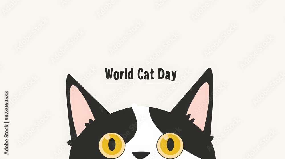 World Cat Day flat vector illustration isolated on a pastel background ...