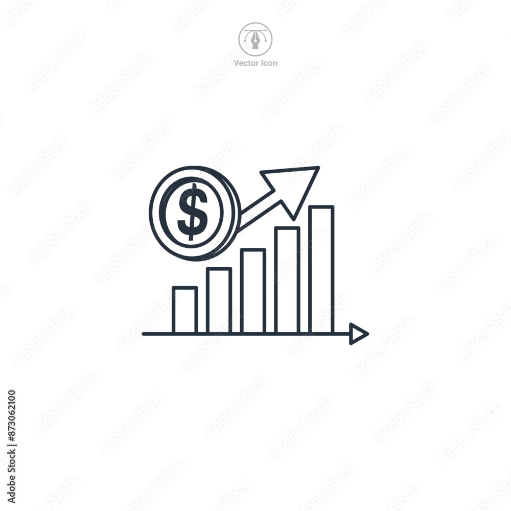 increase money growth Icon. Business Financial theme symbol vector ...