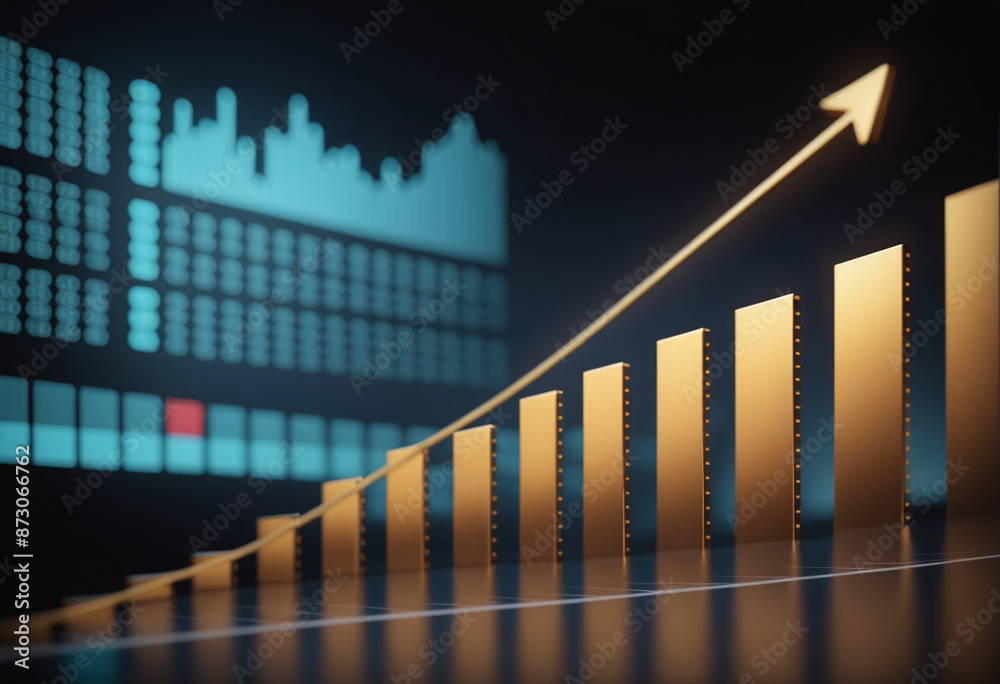 Graph or block diagram shows the increase or decrease of shares, which ...