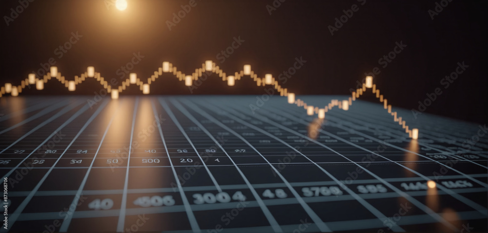 Graph or block diagram shows the increase or decrease of shares, which ...