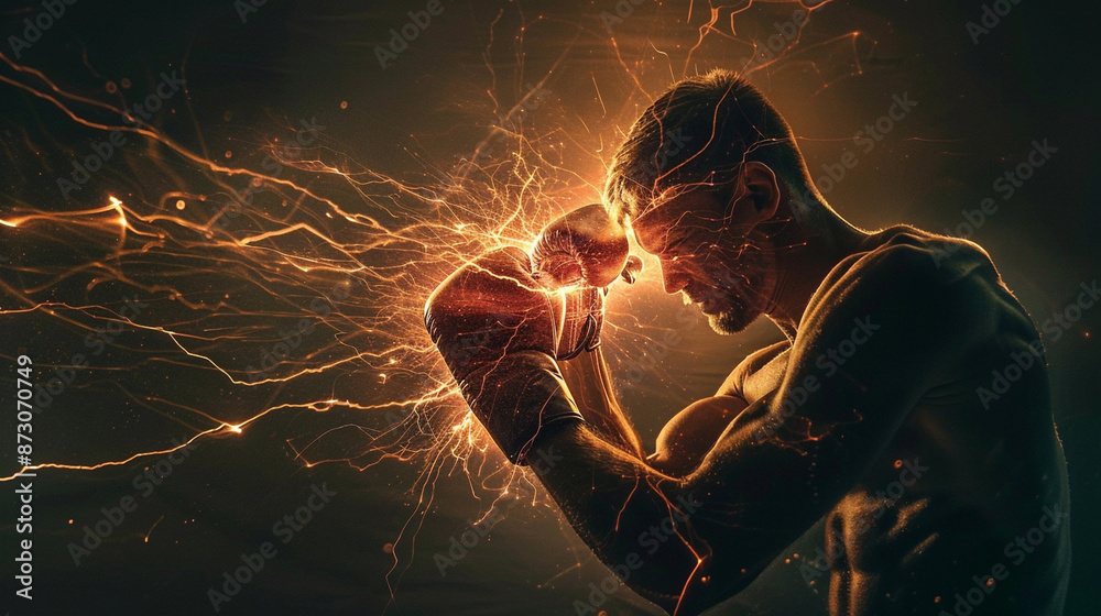 Human body with neural energy. Inner energy of a human being manifested ...