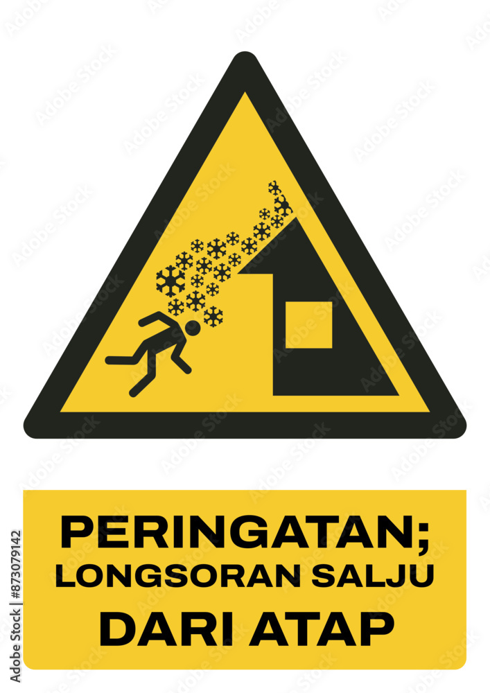 ISO warning safety signs in indonesian_peringatan; longsoran es dari ...