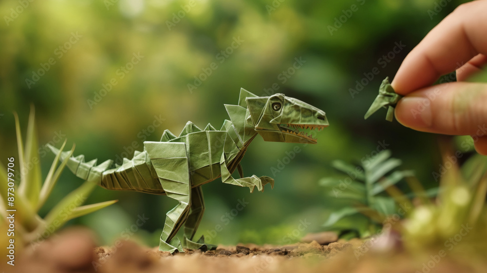 Clever optical illusion with paper-crafted creatures appearing to ...