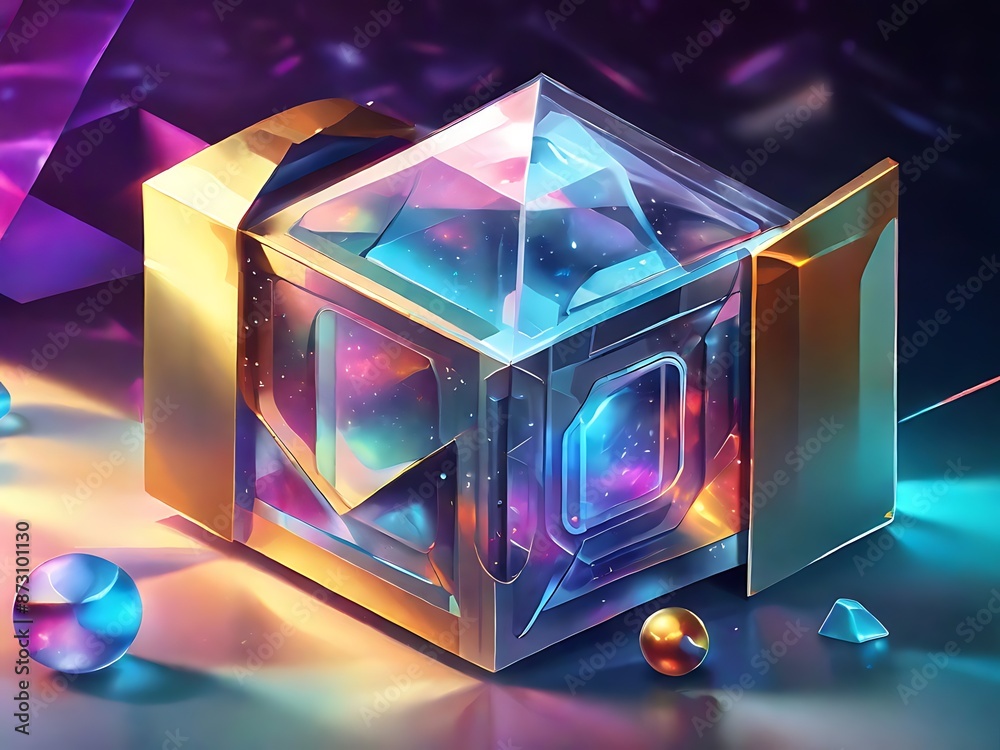 Generate a holographic representation of a packaging mockup featuring ...
