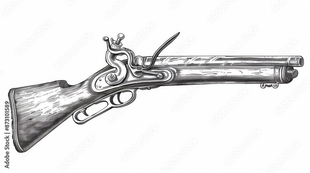 Gunnery arsenal object monochrome sketch icon - medieval firearm ...
