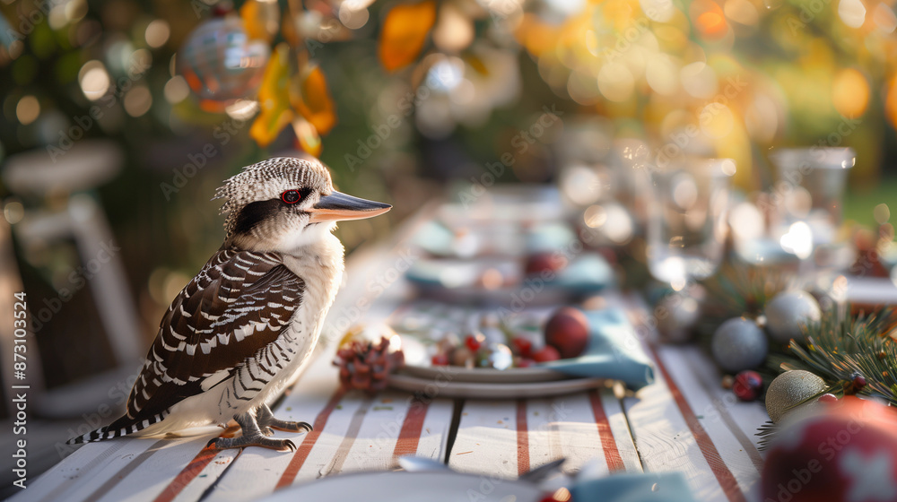 Native Australian Kookaburra Christmas picnic table festive holiday ...