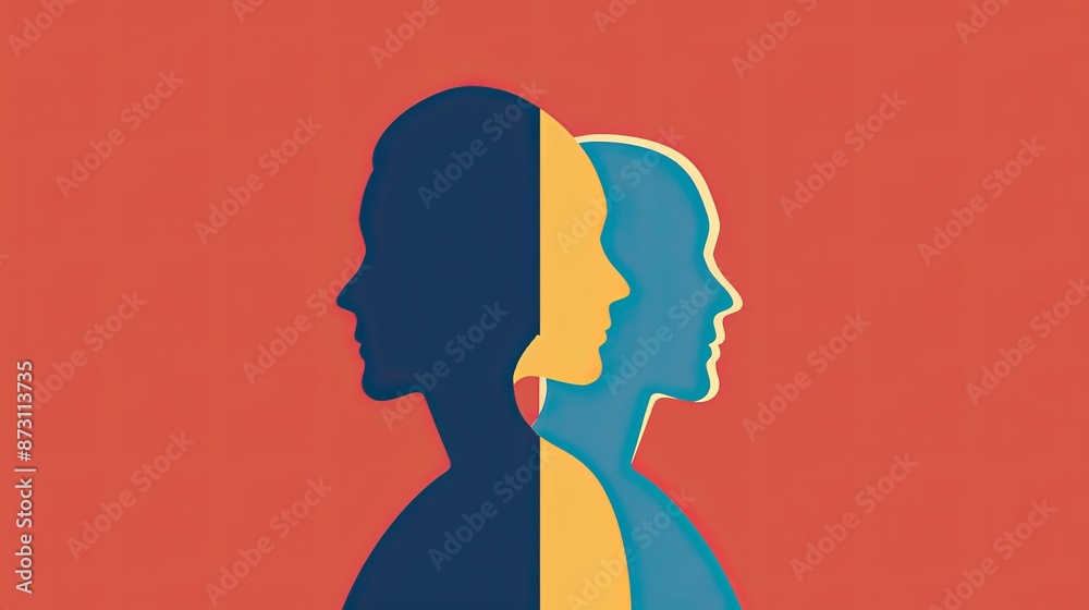 Mental Health Stigma flat design front view social issue theme cartoon ...