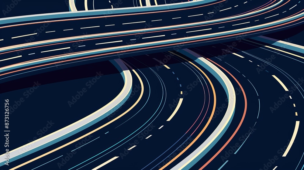 curved highways and roads made of asphalt. Icon set of a roadway ...
