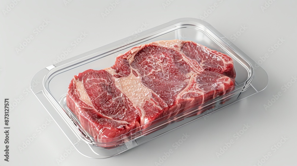 Transparent plastic tray blank featuring a beef mockup in top view ...