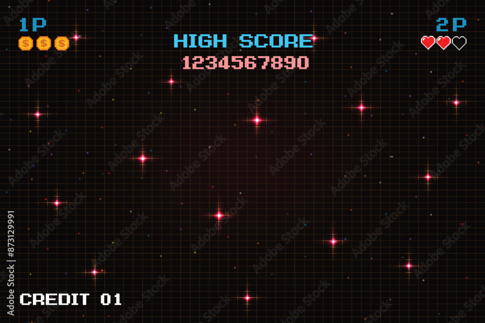 Pixel art background.8 bit game. retro game. for game assets in vector ...