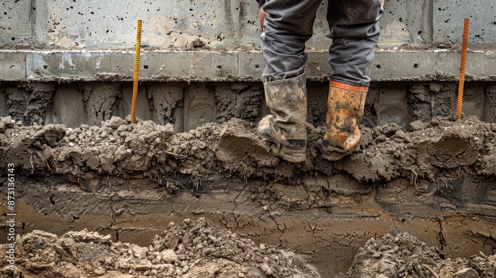 Building a reinforced concrete fence base for a retaining wall with ...