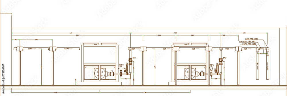 Sketch silhouette illustration vector detailed drawing of Chiller Plan ...