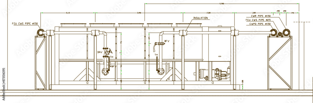 Sketch silhouette illustration vector detailed drawing of Chiller Plan ...