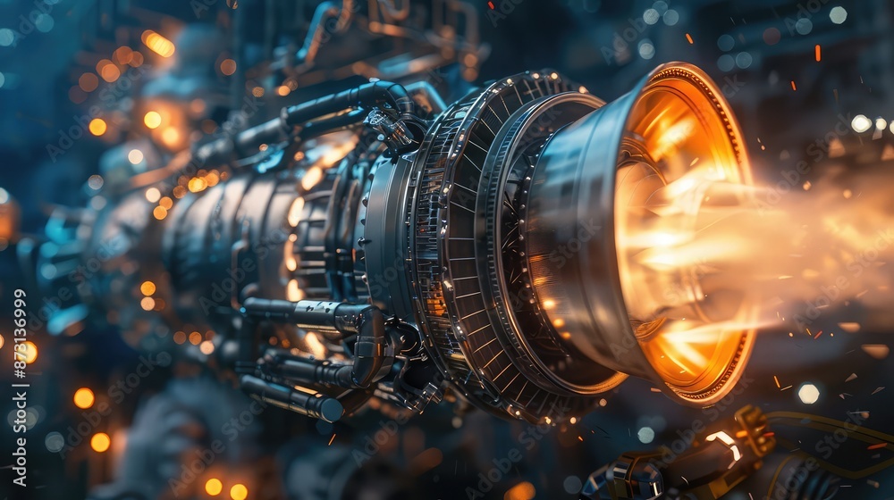 close-up of hypersonic engine technology, created,Modern turbofan ...