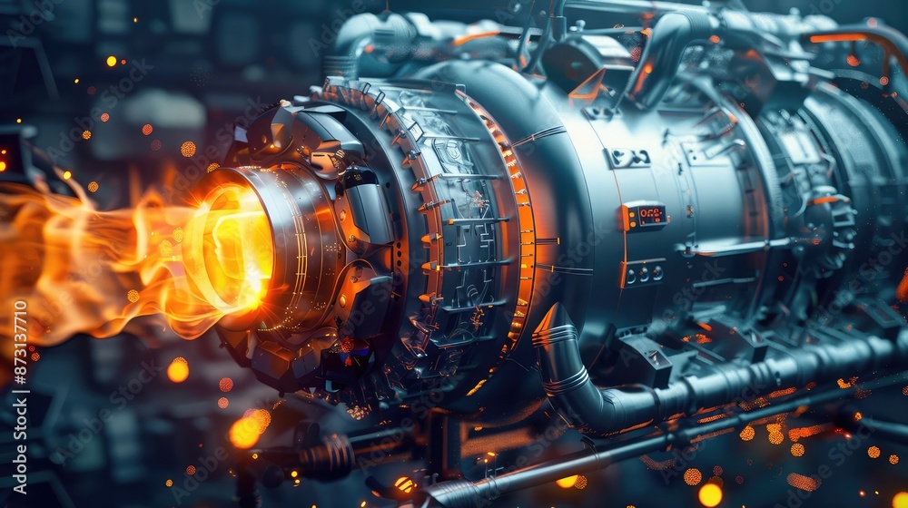 close-up of hypersonic engine technology, created,Modern turbofan ...