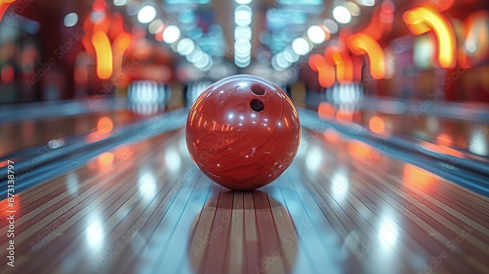 bowling ball in bowling sports arena, Bowling ball with sparkly surface ...