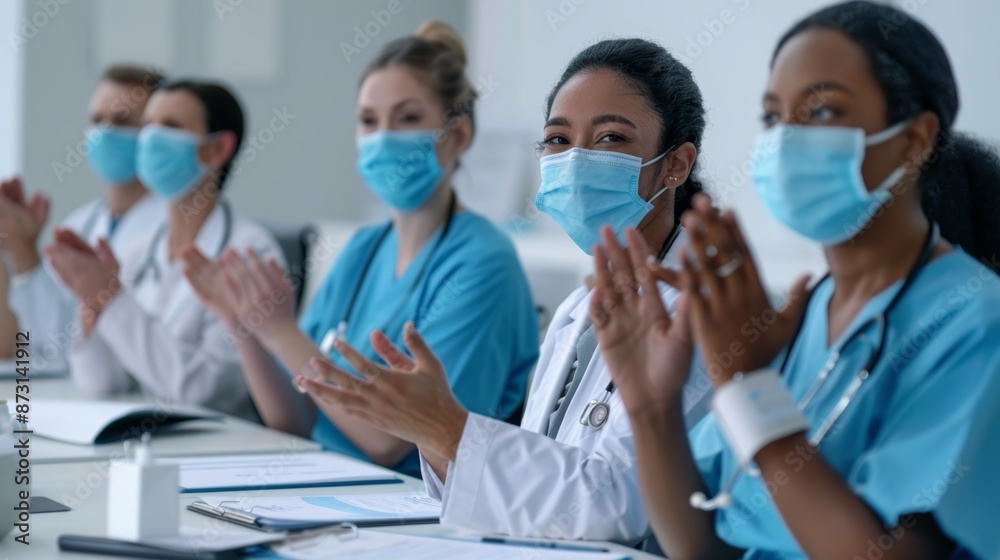 Clapping, Covid mask, and medical presentation for London hospital ...