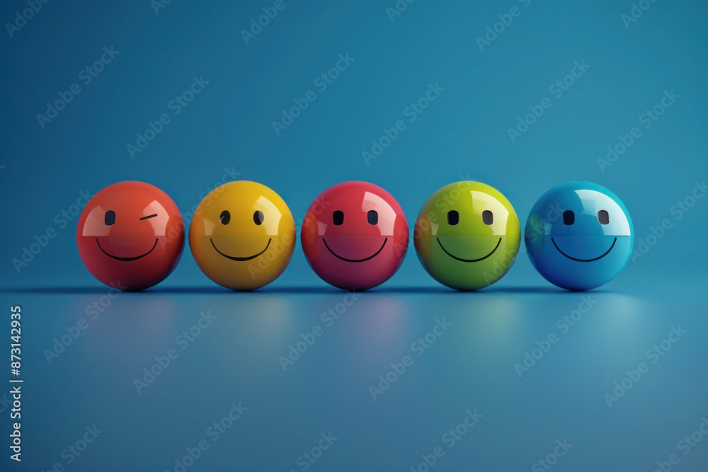 blue happy smile face for medical care concept. face happy, sad, and ...