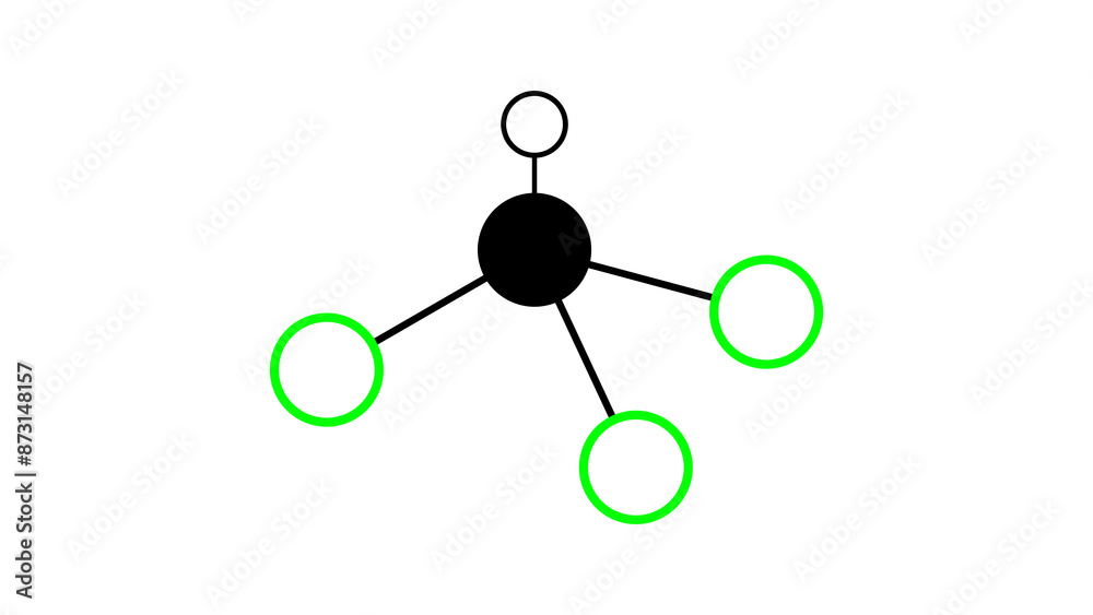 chloroform molecule, structural chemical formula, ball-and-stick model ...