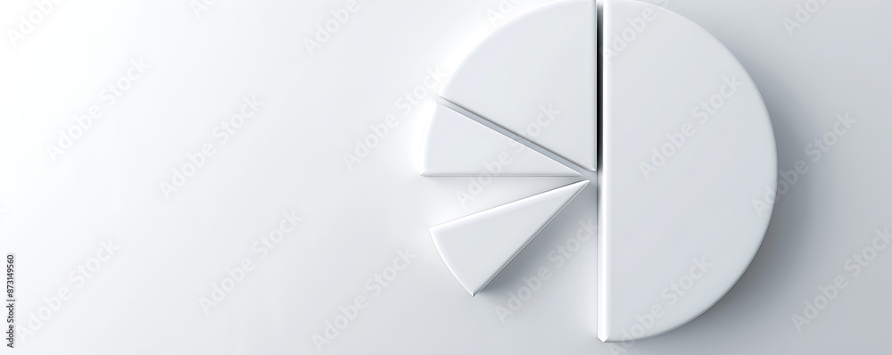 Minimalistic white pie chart with distinct segments displayed on a ...